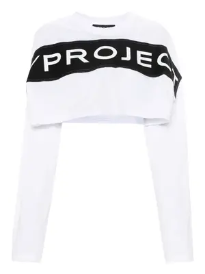 Y/PROJECT Y/Project Logo Appliqué Cropped T-Shirt