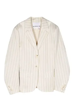 Remain Birger Christensen Drapy Pinstriped Single-breasted Blazer - Neutrals
