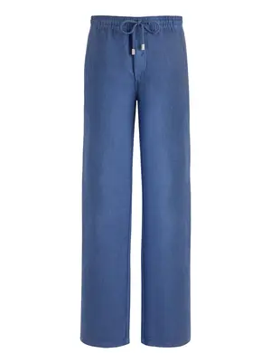 Vilebrequin Straight-leg Linen Trousers - Blue