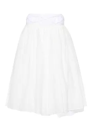 QUIRA Layered Cotton Midi Skirt - White