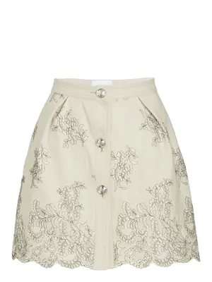 Giambattista Valli Floral-jacquard Miniskirt - Neutrals