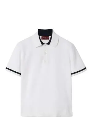 Gucci Knit Cotton Polo Shirt With Intarsia - White