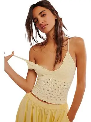 Free People Eyelet Seamless Triangle Cami Banana Cream