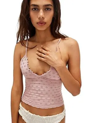 Free People Eyelet Seamless Triangle Cami Pale Mauve