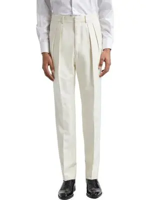 TOM FORD Atticus Tailored Silk Trousers - Bone
