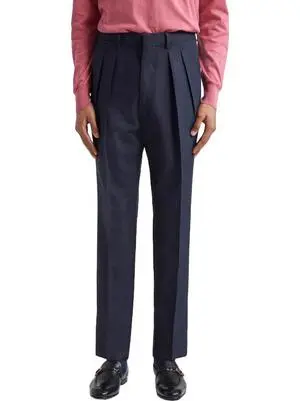 TOM FORD Atticus Tailored Silk Trousers - Navy