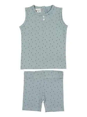 MANIÈRE Polka Dots Tank And Shorts Set - Aqua