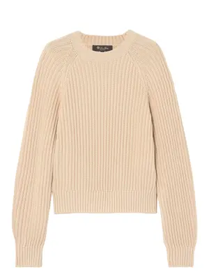 Loro Piana Ribbed-knit Silk And Cotton-blend Sweater - Off-white