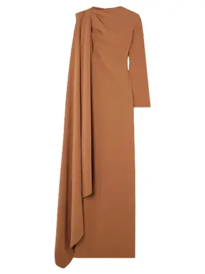 Solace London Lydia Asymmetric Draped Gown - Brown