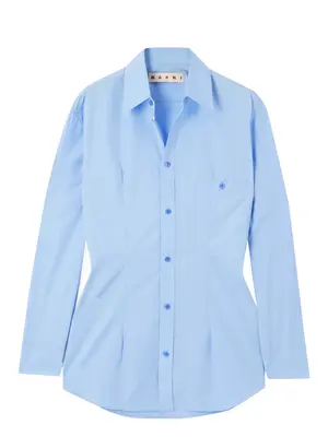 Marni Embroidered Cotton-poplin Shirt - Blue