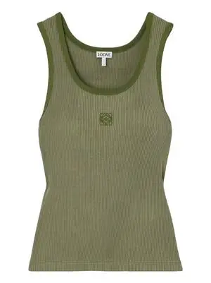 Loewe Embroidered Ribbed Tank - Green