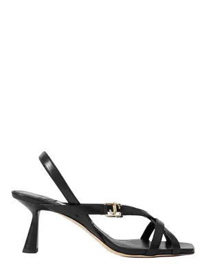 JIMMY CHOO Jess 65 Embellished Leather Slingback Sandals - Black