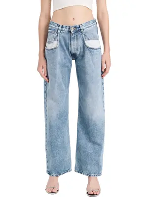 MAISON MARGIELA Straight Jeans With Contrast Pockets - Denim