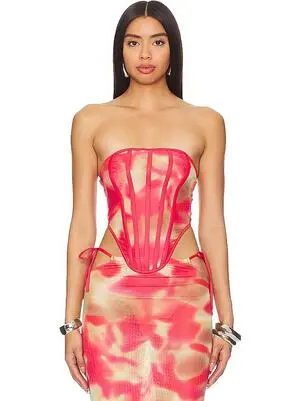 BY.DYLN Khloe Corset - Red Print