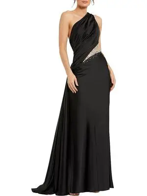 Mac Duggal One Shoulder Charmeuse Gown - Black