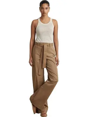 REISS Malia Cotton-blend Cargo Trousers - Camel