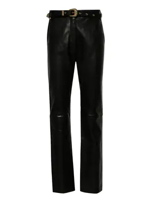 Balmain Belted High-rise Leather Trousers - Black