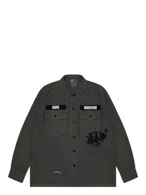 AAPE BY *A BATHING APE Logo-tape Cotton-blend Shirt - Black