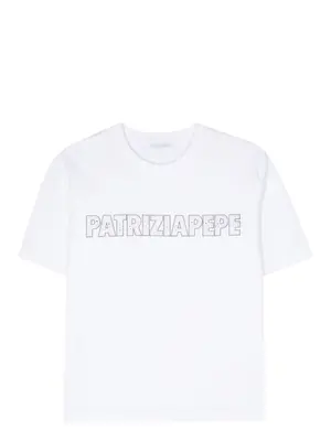 Patrizia Pepe Rhinestone-logo T-shirt - White
