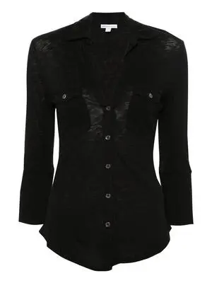 JAMES PERSE Classic-collar Cotton Cardigan - Black