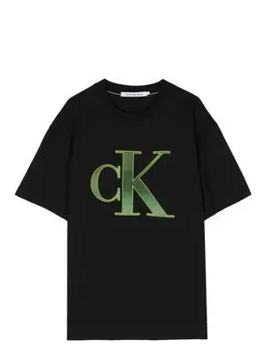 Calvin Klein Perforated-logo Cotton T-shirt - Black