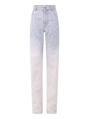 Rabanne Distressed Ombré Straight-leg Jeans - Blue
