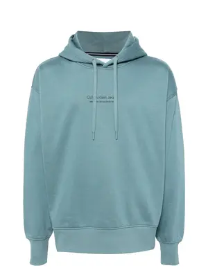 Calvin Klein Logo-print Drawstring Hoodie - Blue