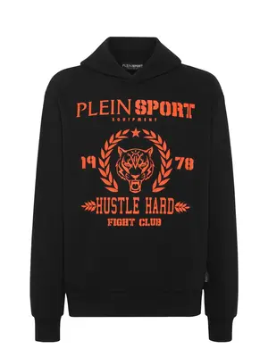 PLEIN SPORT Logo-print Cotton-blend Hoodie - Black