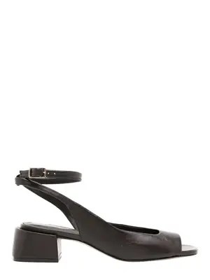 STUDIO CHOFAKIAN Square-toe Leather Sandals - Black