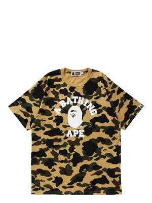 A BATHING APE 1st Camo College Tee Shirt - Yellow Camo