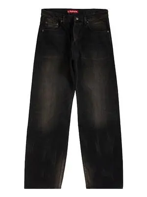 Supreme Distressed Loose Fit Selvedge Jean - Washed Black