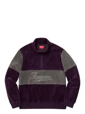 Supreme Velour Half Zip Pullover - Purple