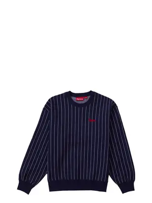 Supreme Pinstripe Crewneck Sweatshirt Navy