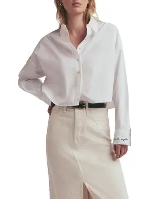 FAVORITE DAUGHTER The Crop Ex-boyfriend Button-up Shirt - White