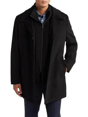 Hart Schaffner Marx Macbeth Wool-blend Coat With Bib - Black