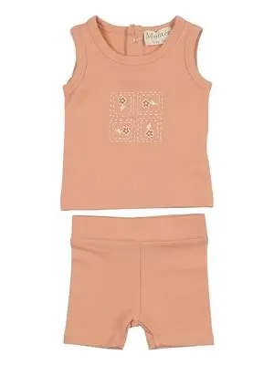 MANIÈRE Floral Tile Tank & Shorts Set - Coral