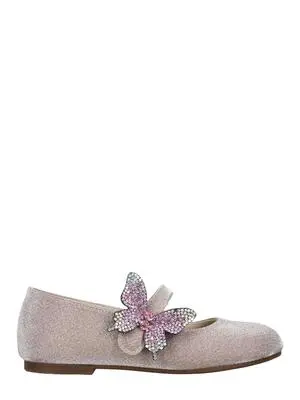 BABYWALKER Crystal Butterfly Ballet Flats - Pink
