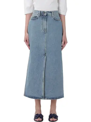 LOU LOU STUDIO Denim Midi Skirt Gnawed Blue