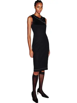 Rosetta Getty Asymmetric Midi Dress - Black