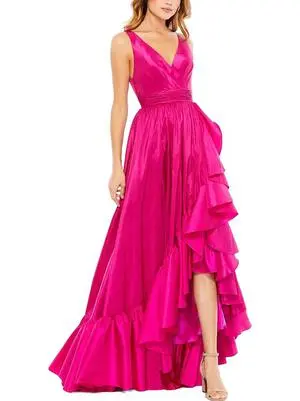 Mac Duggal Taffeta Hi-low Gown - Magenta