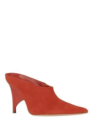 Jeffrey Campbell Vader Pointed Toe High Heel Mules - Orange Suede
