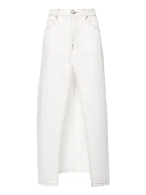 Pinko Embroidered Denim Skirt - White