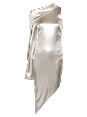 GENNY Asymmetric Cut-out Midi Dress - Silver