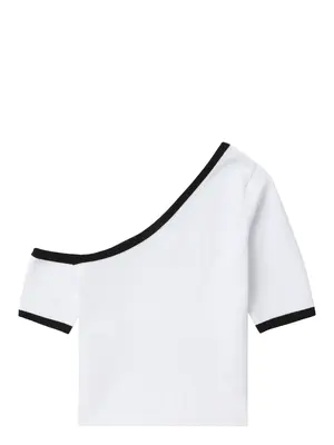 JUUN.J Contrasting-trim One-shoulder Top - White