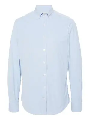 TRAIANO MILANO Long-sleeve Stretch Shirt - Blue