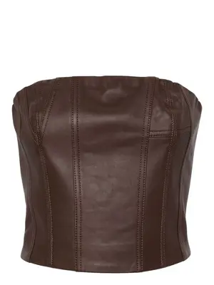 Amiri Bustier Leather Top - Brown