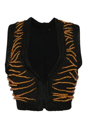 FORTE_FORTE Beaded Crochet Waistcoat - Black