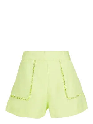 Aje Lucie Bead-embellished Linen-blend Shorts - Chartreuse