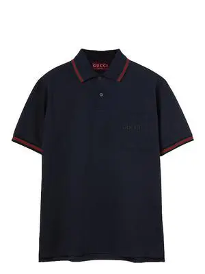 Gucci Cotton Polo Shirt With Embroidery - Blue