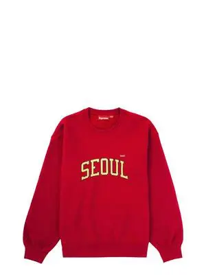Supreme Seoul Shop Small Box Crewneck Sweatshirt Red